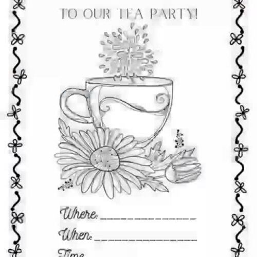 Letter T Is For Tea Party: Tea Party Invitations, Tracing Art, Tea Cup ...