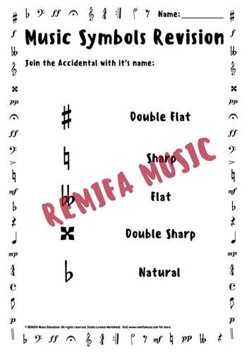 EASY - MUSIC SYMBOLS REVISION WORKSHEETS by REMIFA Music Education