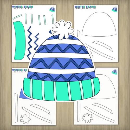 Winter Beanie Craft | Winter Hat Cut and Paste Activity | Fine Motor Craft