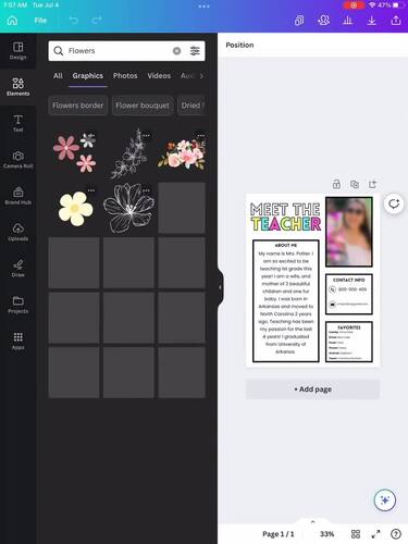 Meet The Teacher Back To School Handout Editable Canva Template - Polka ...
