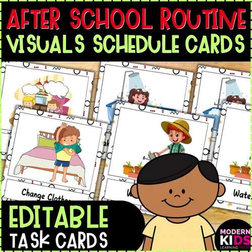After School Routine Visuals - Editable Schedule Visuals Cards for Autism