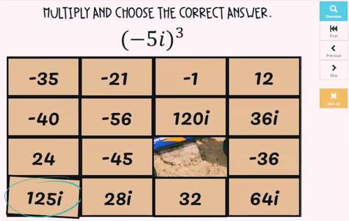 Multiplying Complex Numbers Picture Reveal Boom Cards--Digital Task Cards
