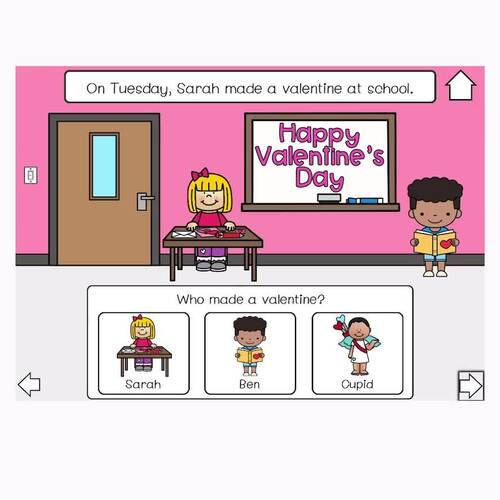 Valentine's Day WH Question Scenes for Boom by Speechin Made Easy