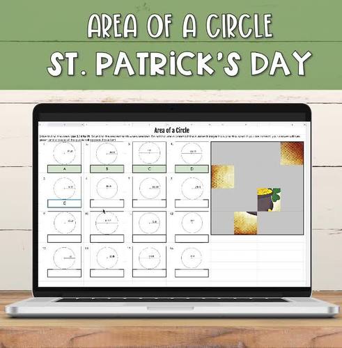 Area of a Circle Puzzle Pixel Art St. Patrick's Day by Brooklyn's Brightest