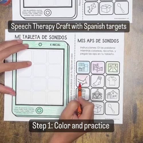 Mi Tableta de Sonidos y Vocabulario Speech Therapy Craft with Spanish ...