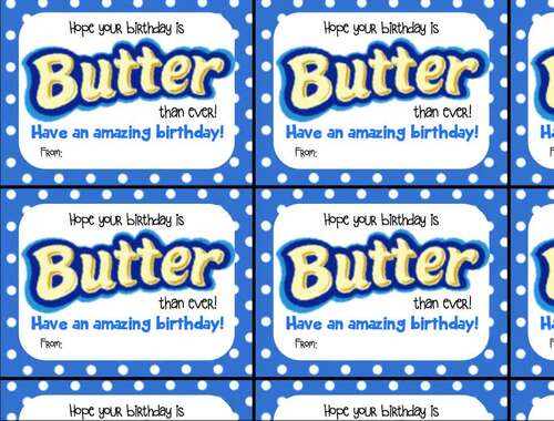 Nutter Butter Birthday Gift Tag- Hope your birthday is Butter than ever ...