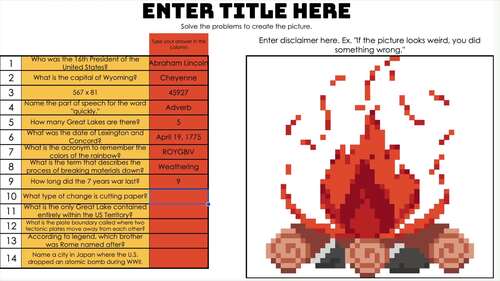 Summer Camp Bundle | Blank Digital Pixel Art Template | Editable ...