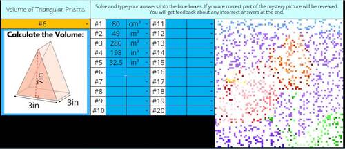 Volume of Triangular Prisms Pixel Art by Pick Up and Go Resources