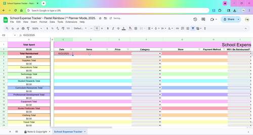 School Expense Tracker, Classroom Budget Spreadsheet, Expense Log ...