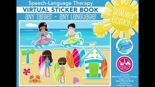 Speech Therapy Virtual Sticker Book Summer Edition Boom Cards™ | TpT