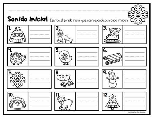 Winter Task Cards in Spanish- Sonido inicial by La Maestra Pati Bilingue