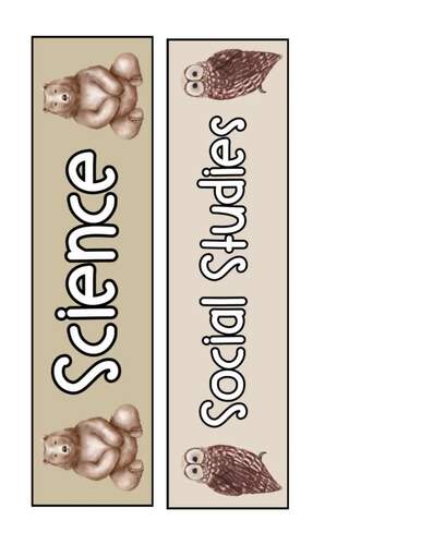 Woodlands Themed 10 Drawer Rolling Cart Labels with Editable Labels