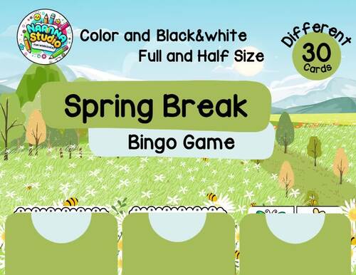 Spring BINGO Game : 30 Different Bingo Cards - Spring Break Bingo ...