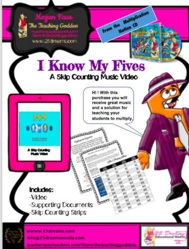 Multiplication Nation Skip Counting Video Fives Times Tables | TPT