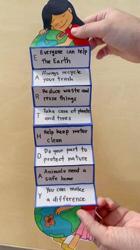 Earth Day Acrostic Poem Writing Activity - Foldable Craft for Kids