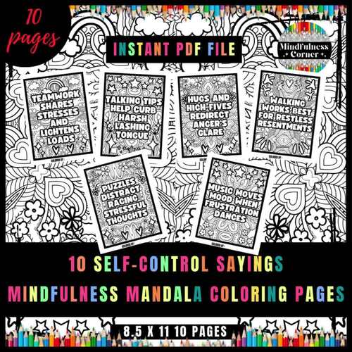 10 Self-Control Printable Mandala Coloring Pages for Emotional Regulation