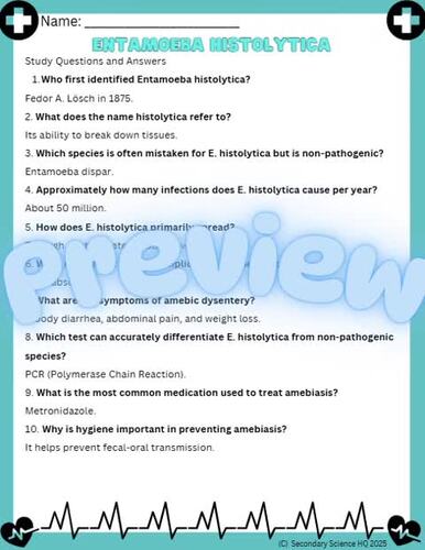 Entamoeba histolytica Doodle Notes, Study Guide, and Review | Health