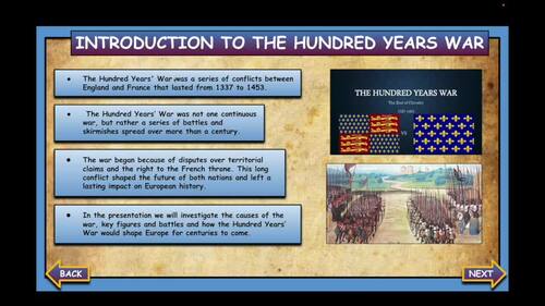 Lesson 36 Bundle: World History: The Hundred Years War. Powerpoint. Notes