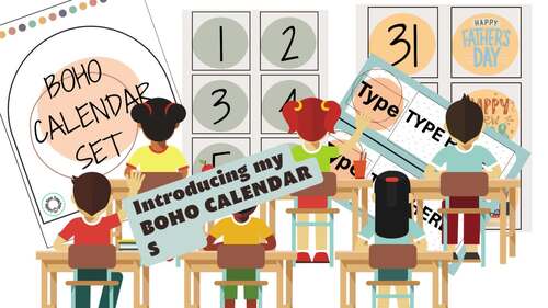 BOHO CLASSROOM CALENDAR with Printable and Editable Elements Neutral Decor
