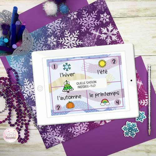 French Winter Four Corners Digital Game/Quatre coins | L'hiver | TPT