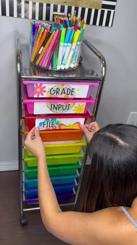 Groovy Drawer Labels for Rolling Cart | Groovy Garden Decor | Editable