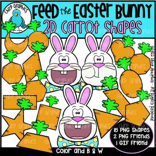 Feed the Easter Bunny 2D Carrot Shapes Clip Art Set by Chirp Graphics