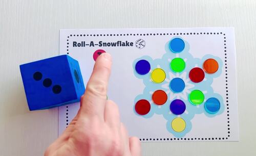 Roll-A-Snowflake – Winter Math Center Game Counting Kindergarten, Prek, 1st