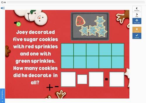 Christmas Word Problems Addition and Subtraction Five Facts Boom Cards