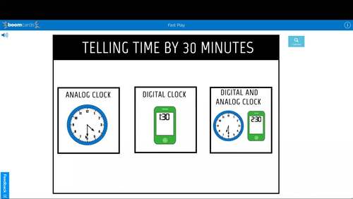 Telling Time Life Skills Analog and Digital Clock by 30 Minutes Boom Cards™