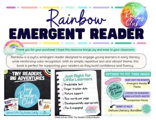 Rainbow | Emergent Reader for Preschool & Kindergarten | TPT