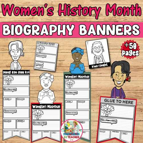 Women's History Month Writing Activities icons Biography Research ...
