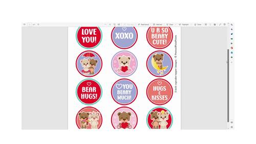 Valentines day Cupcake Toppers, Valentines Printables, teddy toppers ...