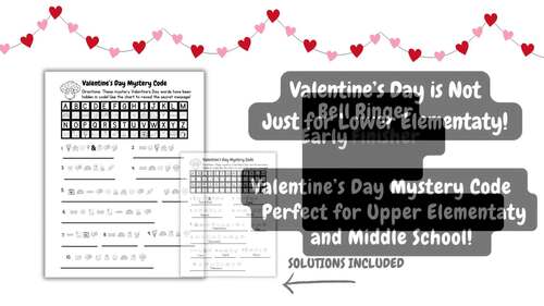 Valentines Day Activities Mystery Code Puzzle with FREE Teacher Cards