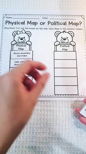 Physical Maps and Political Maps Sort – Cut and Paste Sorting Activity