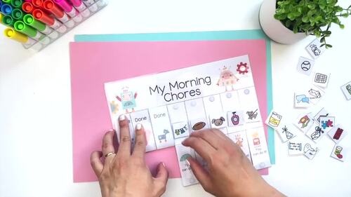 Robots Themed Chore Charts, Editable Visual Schedule & Chore Cards