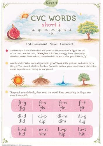 CVC words short I, Full Lesson, No prep, Reading Course Level 1 | TPT