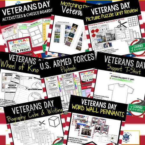 Veterans Day Activities BUNDLE with Google Activities by Learned ...