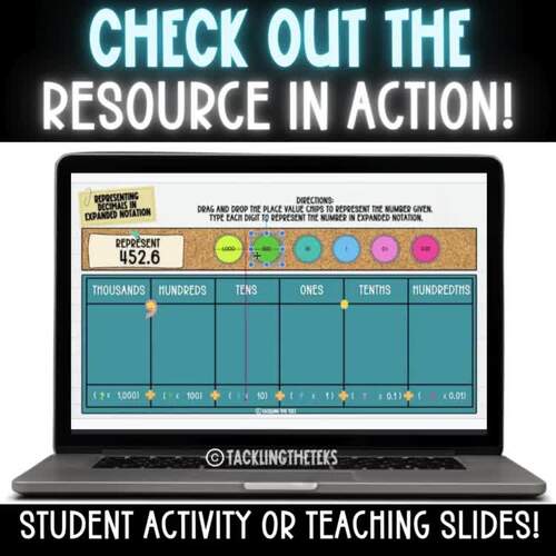 4th Grade Represent Decimals in Expanded Notation Digital Activity 4.2B
