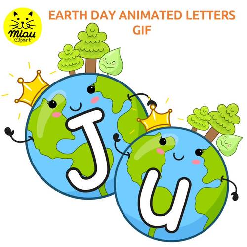 Earth Day Clipart Animated Letters | Upper and lowercase Alphabet | Gif ...