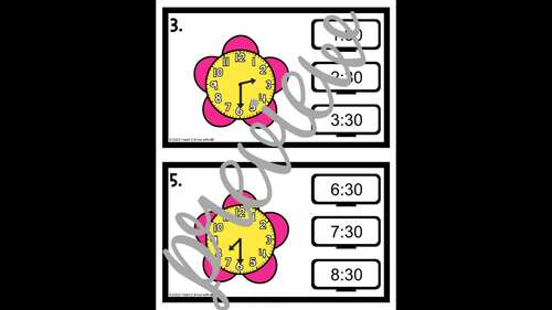 Spring Clip Cards Telling Time to the HALF HOUR Task Cards | TPT