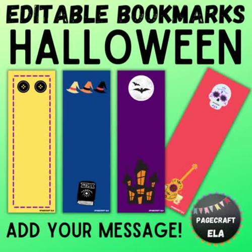 Editable Halloween Bookmarks | Gift Tags for Student Gifts | Add Your ...