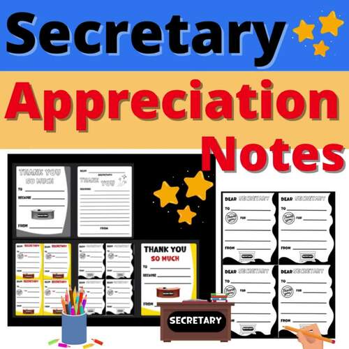 Secretary Appreciation Thank You Cards Notes Administrative ...