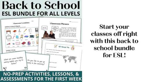Adult ESL Back to School First Day of School Activities for All Levels ...