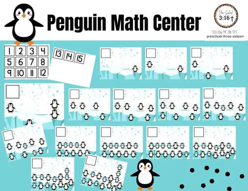 Winter Penguin Math Center| Numbers 1-15 Game| Winter Center| Winter ...