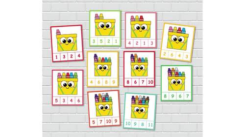 Crayons Clip and Count Cards, Preschool Math Activity, Printable ...