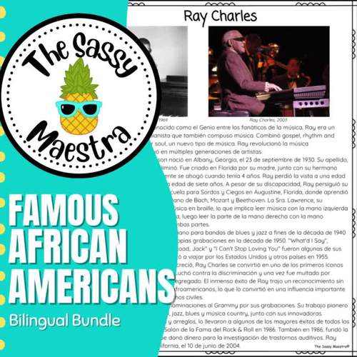 Black History Month Famous African Americans Reading Spanish Bilingual ...