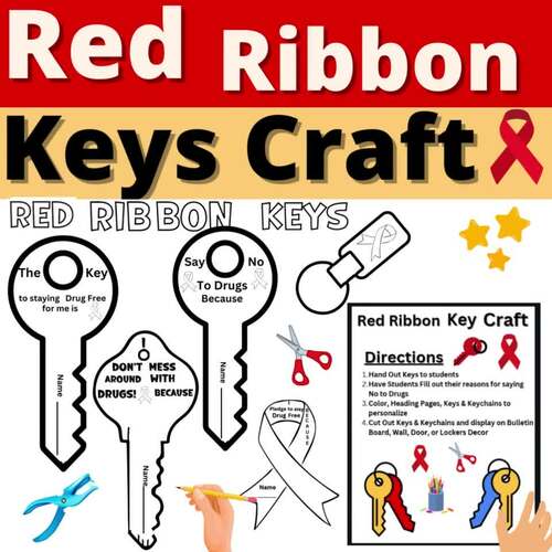 Red Ribbon Keys Craft and Decor Resource to promote Red Ribbon Awareness