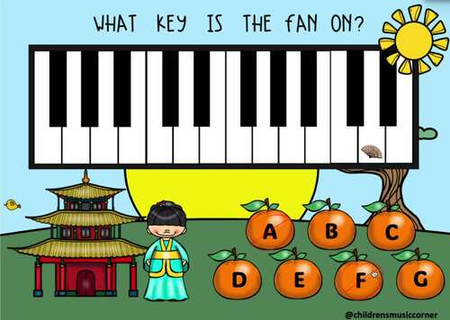 Lunar New Year Music Piano Key Name Digital Task Cards on Boom Cards™