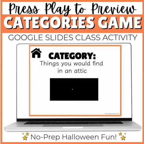 Halloween Class Party Game! Google Slides Team Activity (Categories Game!)