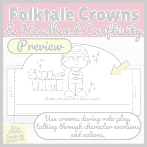 Snow White Craft Sequencing Fairy Tale Retelling & Crown Writing Prompts